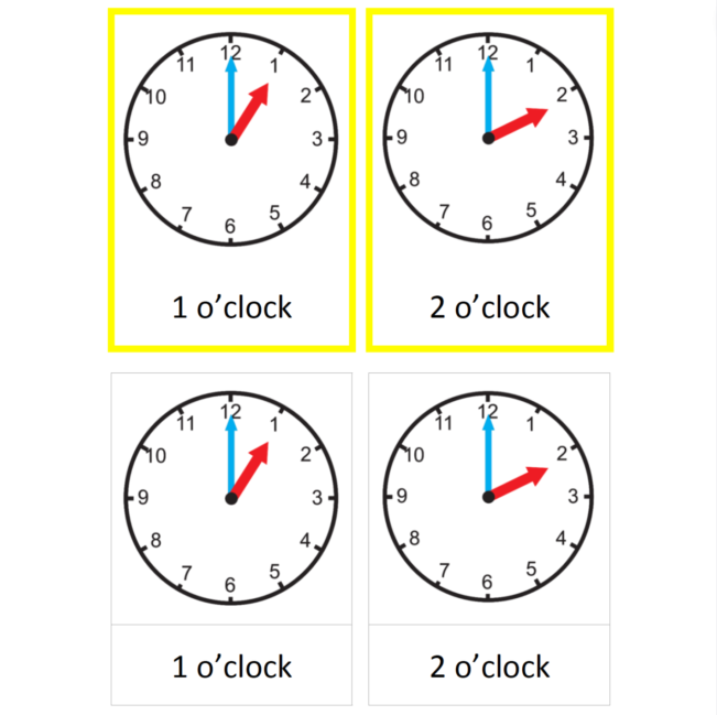 Montessori Telling The Time Clock Cards Set 1 – Rumi Montessori