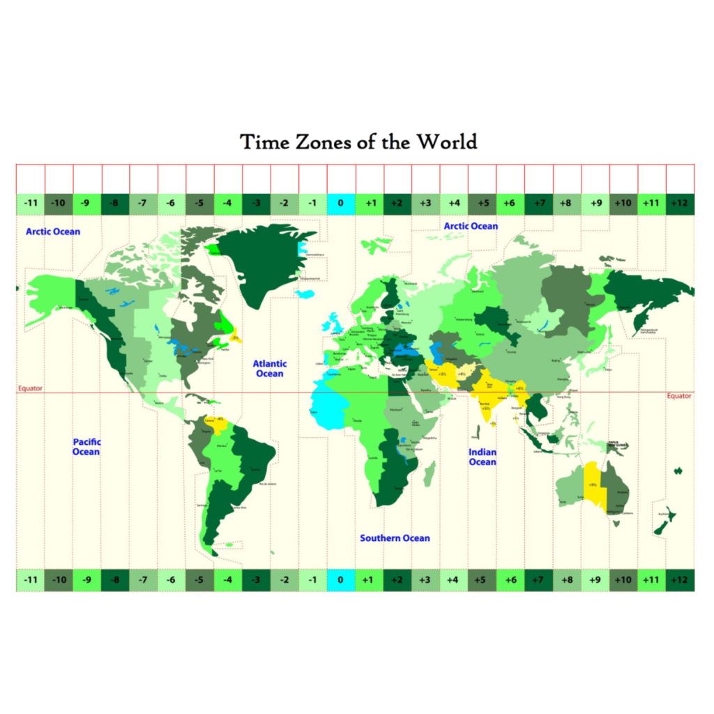 Montessori Time Zone Map and Clocks – Rumi Montessori