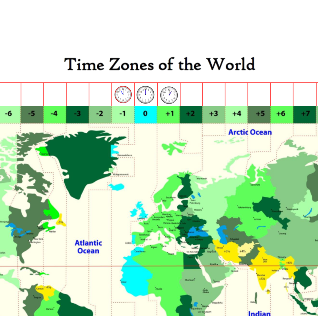 Montessori Time Zone Map and Clocks – Rumi Montessori