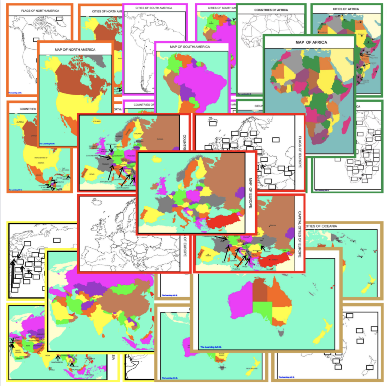 Set of 6 Montessori Geography Maps – Rumi Montessori